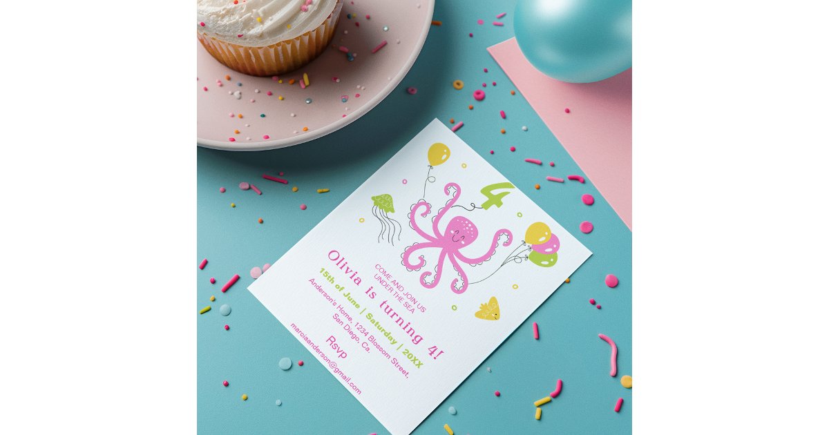 Invitación Feliz cumpleaños del pulpo | Zazzle.es