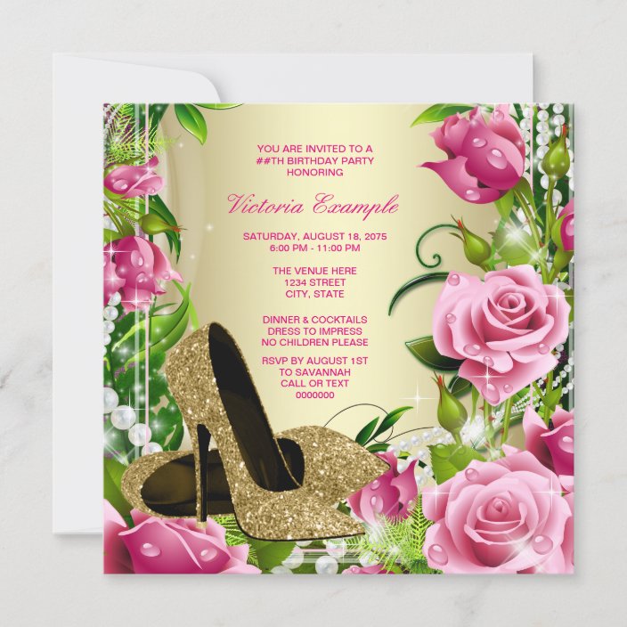 Invitación Fiesta de cumpleaños color de rosa rosada del | Zazzle.es