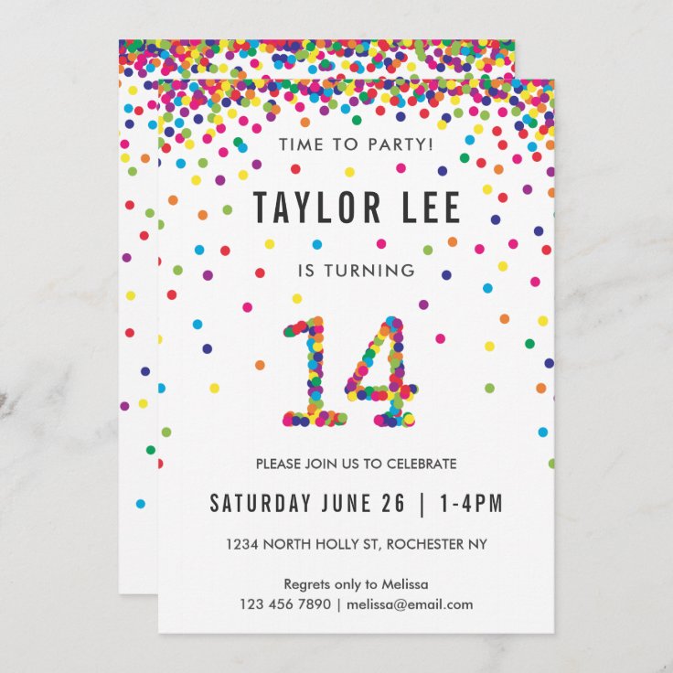 Invitación Fiesta de cumpleaños de 14 años, decimocuarto cump | Zazzle.es