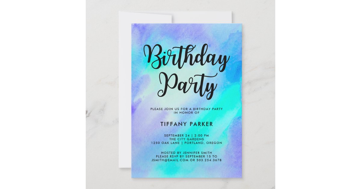 Invitación Fiesta de cumpleaños de color azul y turquesa | Zazzle.es