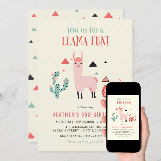 Invitación Fiesta De Cumpleaños De Llama Zazzle Es