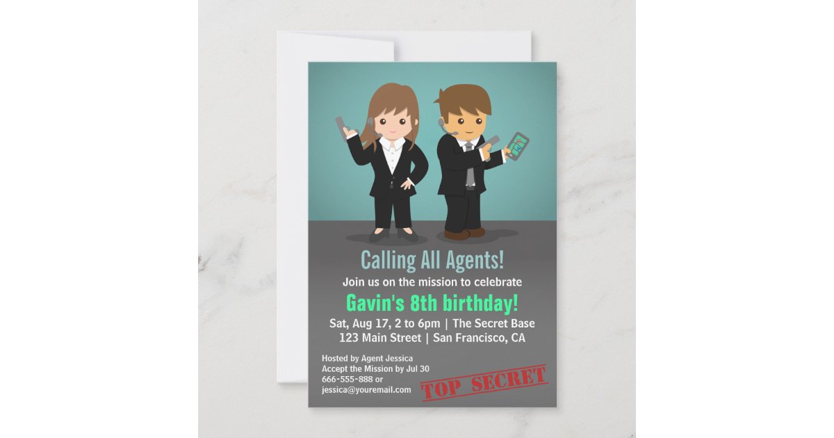 Invitación Fiesta de cumpleaños del agente secreto | Zazzle.es