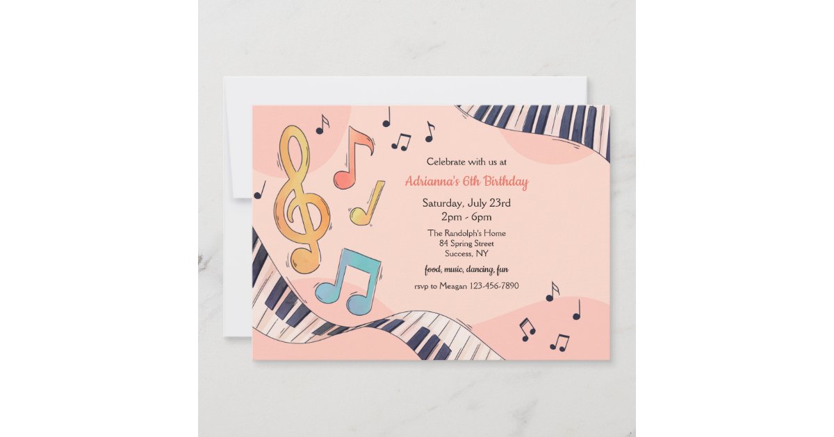 Invitación Fiesta de cumpleaños musical | Zazzle.es
