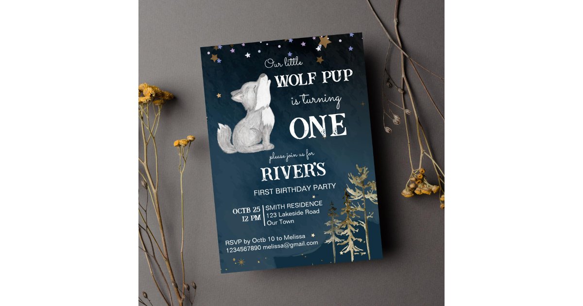 Invitación Fiesta de cumpleaños temática del lobo pequeño | Zazzle.es