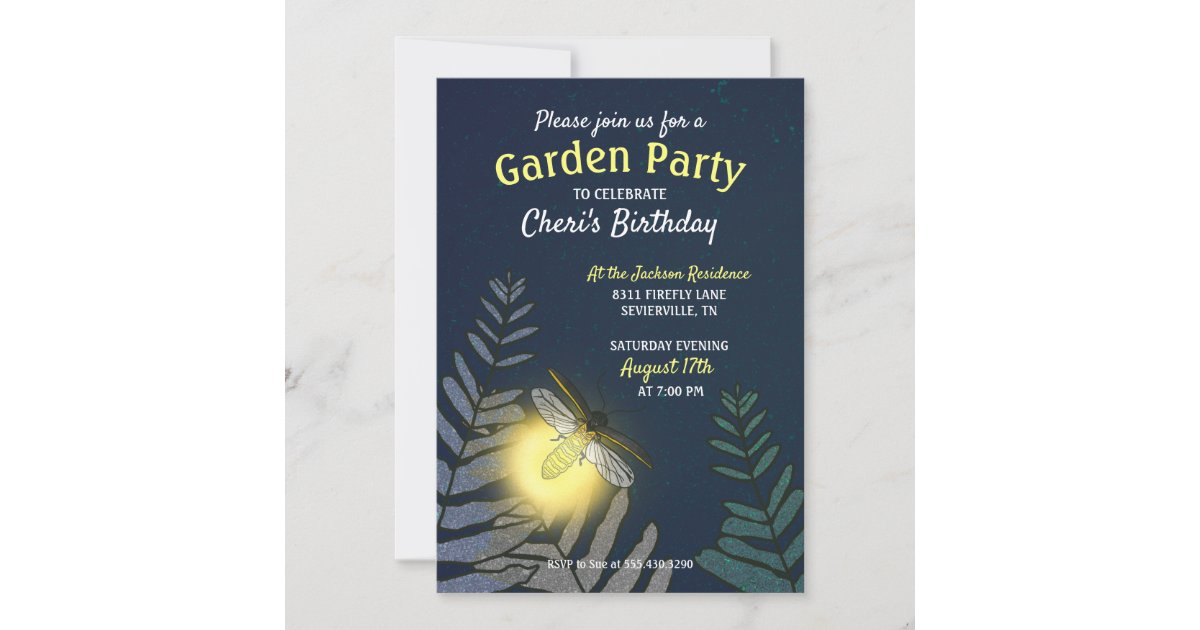 Invitación Fiesta de Firefly Birthday Garden | Zazzle.es