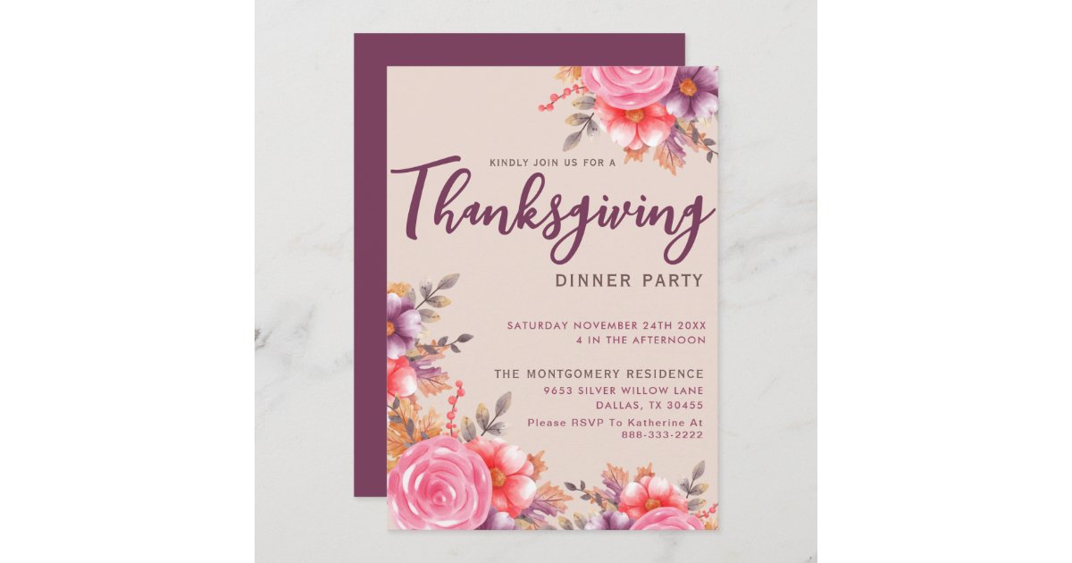 Invitación Fiesta de la cena de la familia de Acción de Graci | Zazzle.es