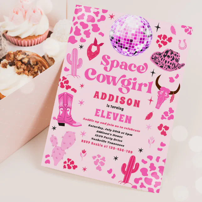 Invitación Fiesta del cumpleaños del rodeo rosa de Cowgirl es | Zazzle.es