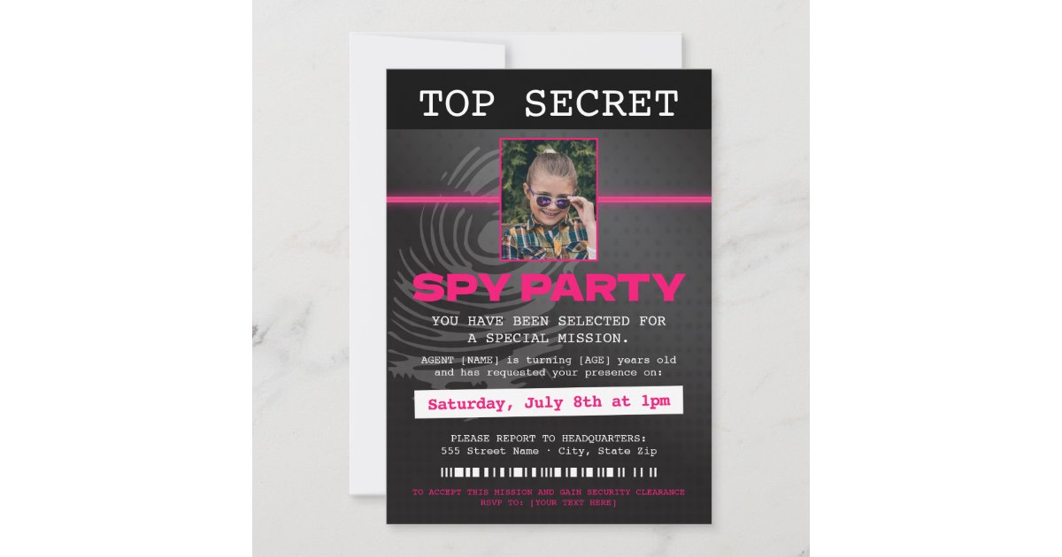 Invitación Fiesta espía de agente secreto | Zazzle.es