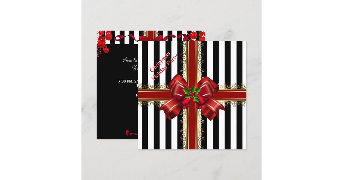 Invitación Fiesta navideña navidad Banda blanca roja | Zazzle.es