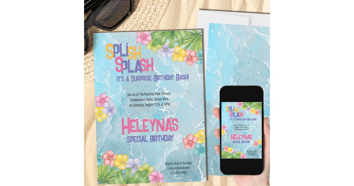Invitación Fiesta Surprise Birday Pool | Zazzle.es