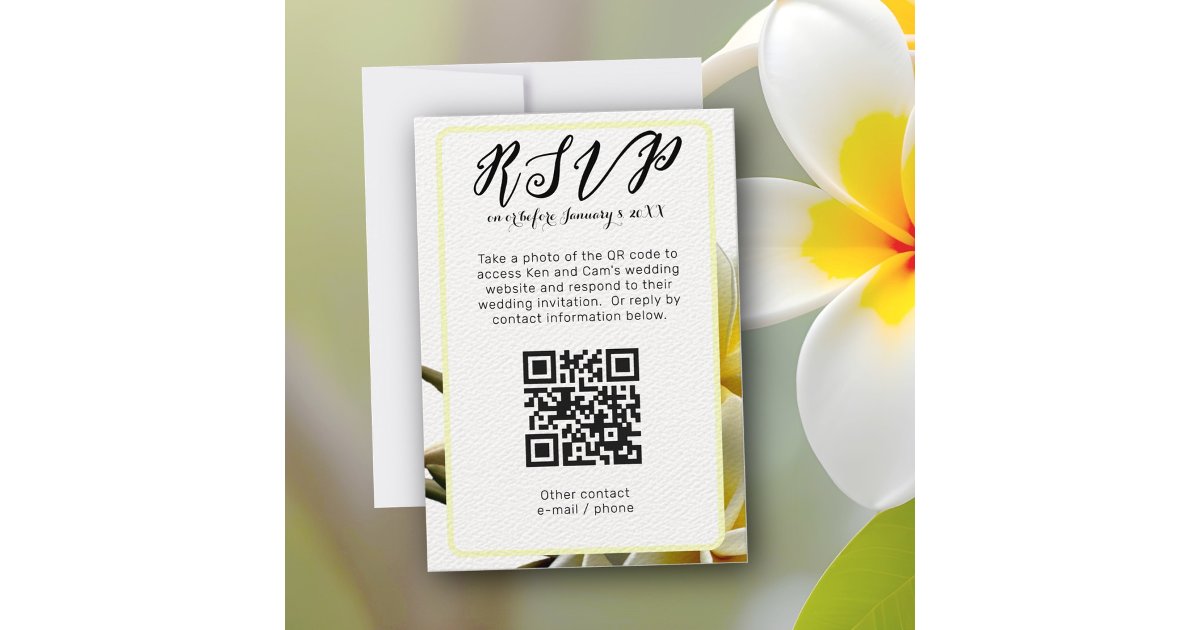 Invitación Frangipani Código QR vertical Boda RSVP | Zazzle.es
