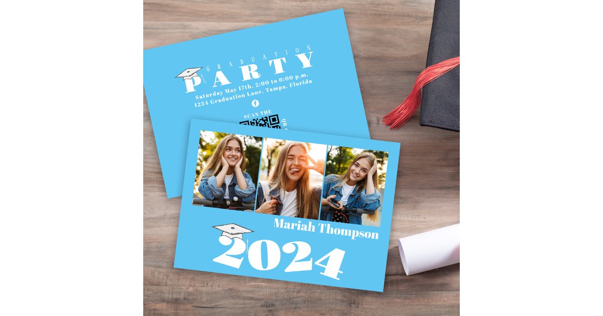 Invitación Graduación De La Clase Azul Fotográfico Múltiple D | Zazzle.es