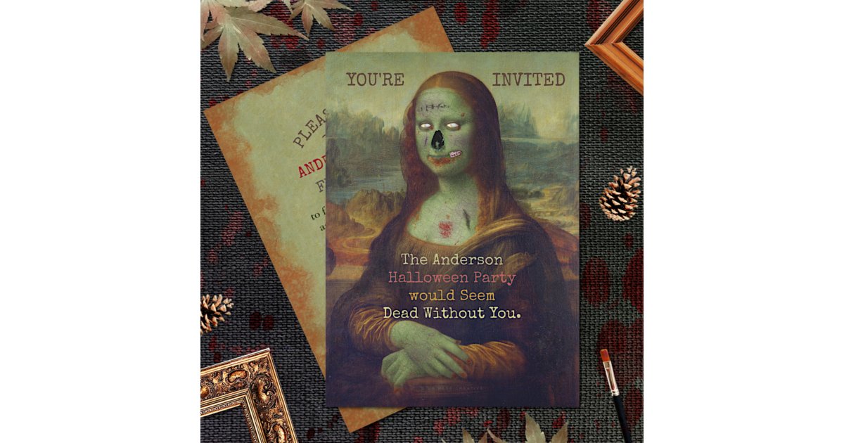 Invitación Halloween Zombie Mona Lisa Scary Spooky Fiesta | Zazzle.es
