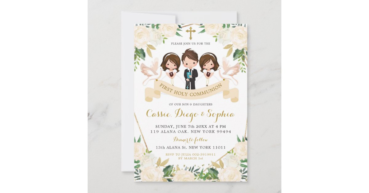 Invitación Hermano Hermana Primera Comunión Española | Zazzle.es