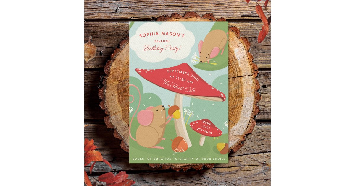 Invitación Hongos y Fiesta de Cumpleaños de Field Mice | Zazzle.es