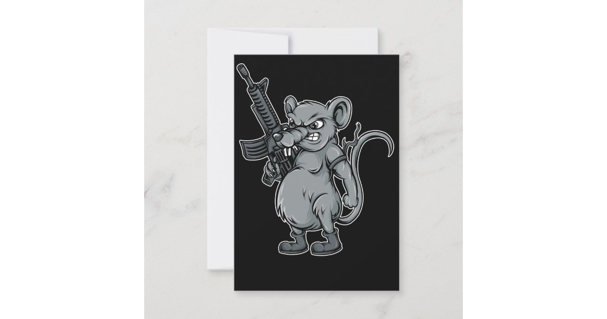 Invitación ilustracion de rata-soldado-con-arma | Zazzle.es