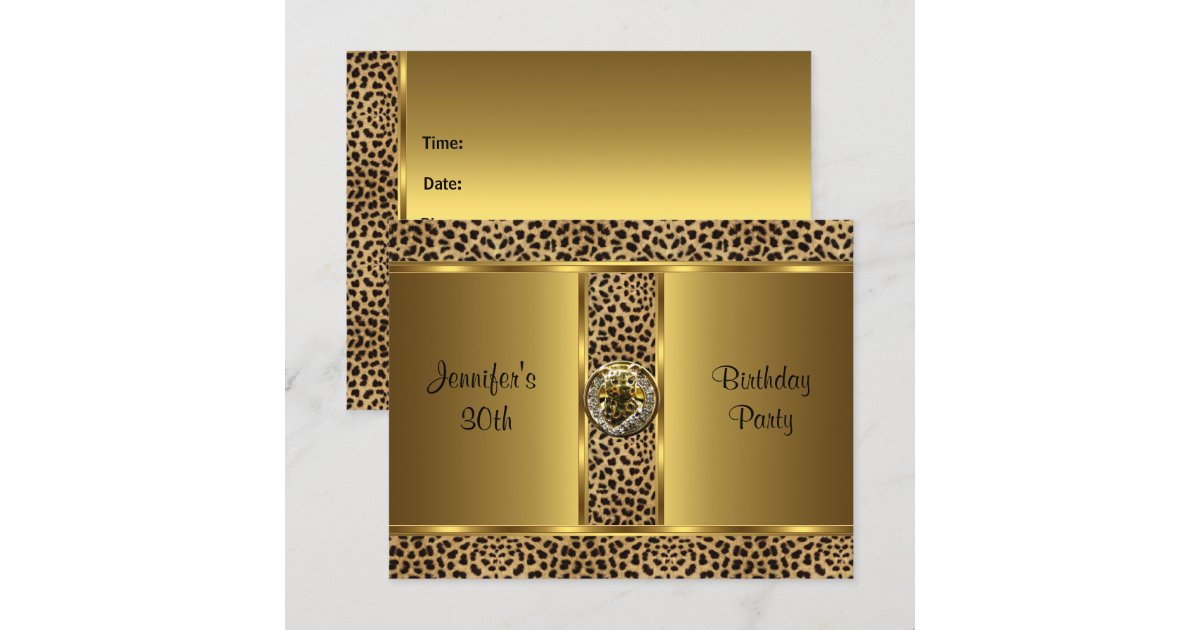 Invitación Invitar a la fiesta de cumpleaños Oro Leopardo sal | Zazzle.es