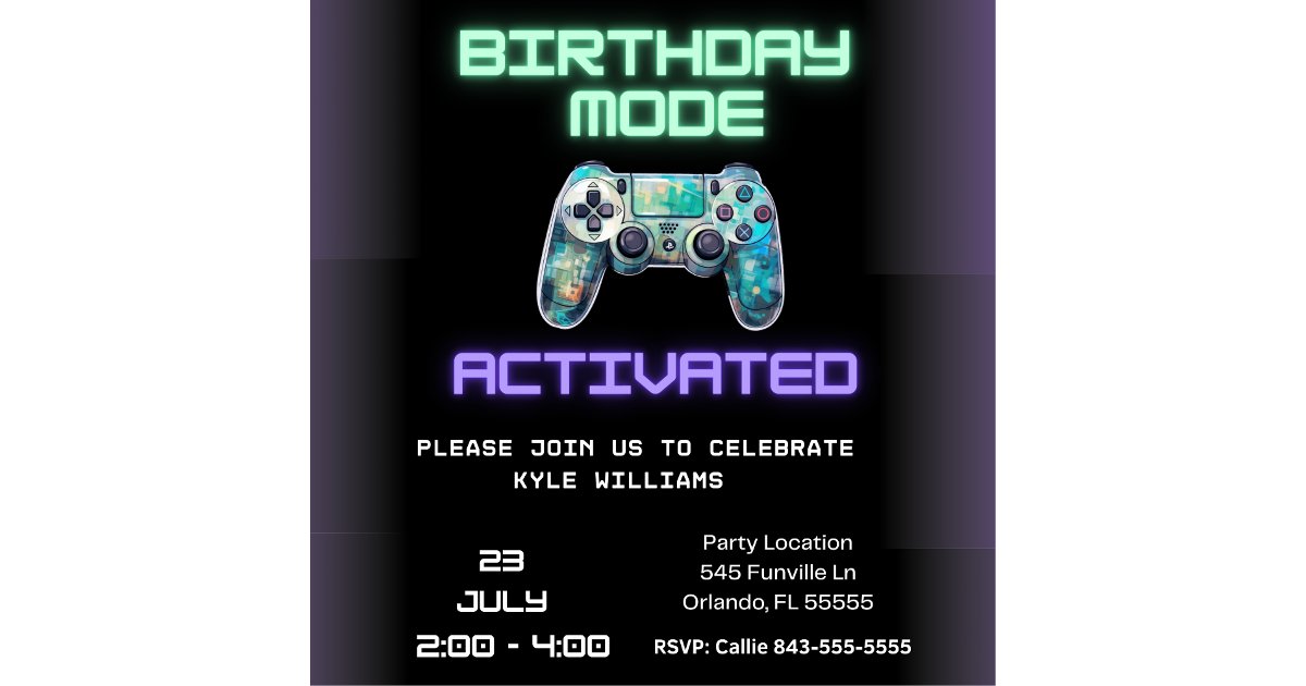 Invitación Juego Activado: Modo Cumpleaños Activado! Nivel | Zazzle.es