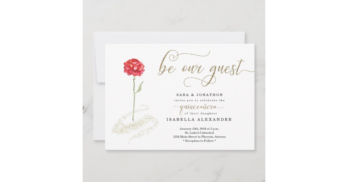 Invitación La belleza y la bestia singular de la quinceañera | Zazzle.es