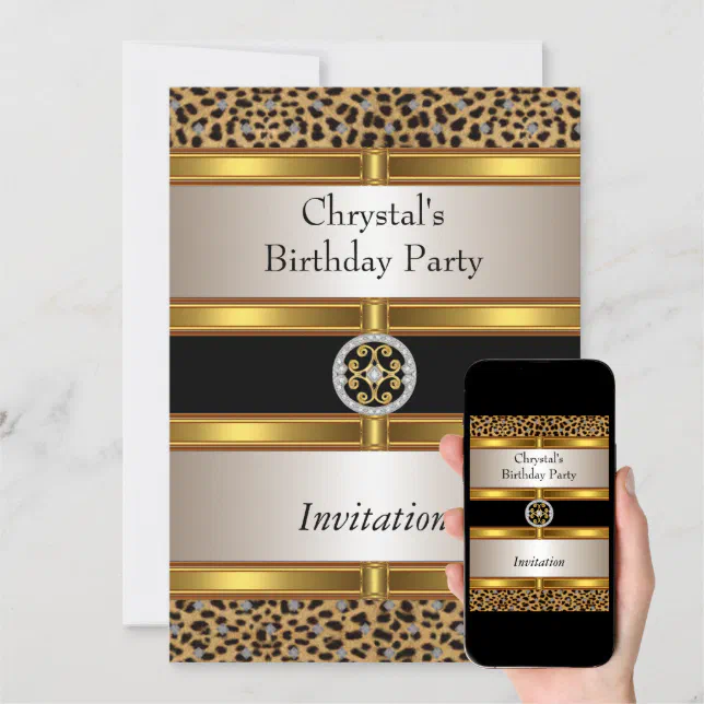 Invitación Leopard Imprimir Fiesta de cumpleaños d | Zazzle.es