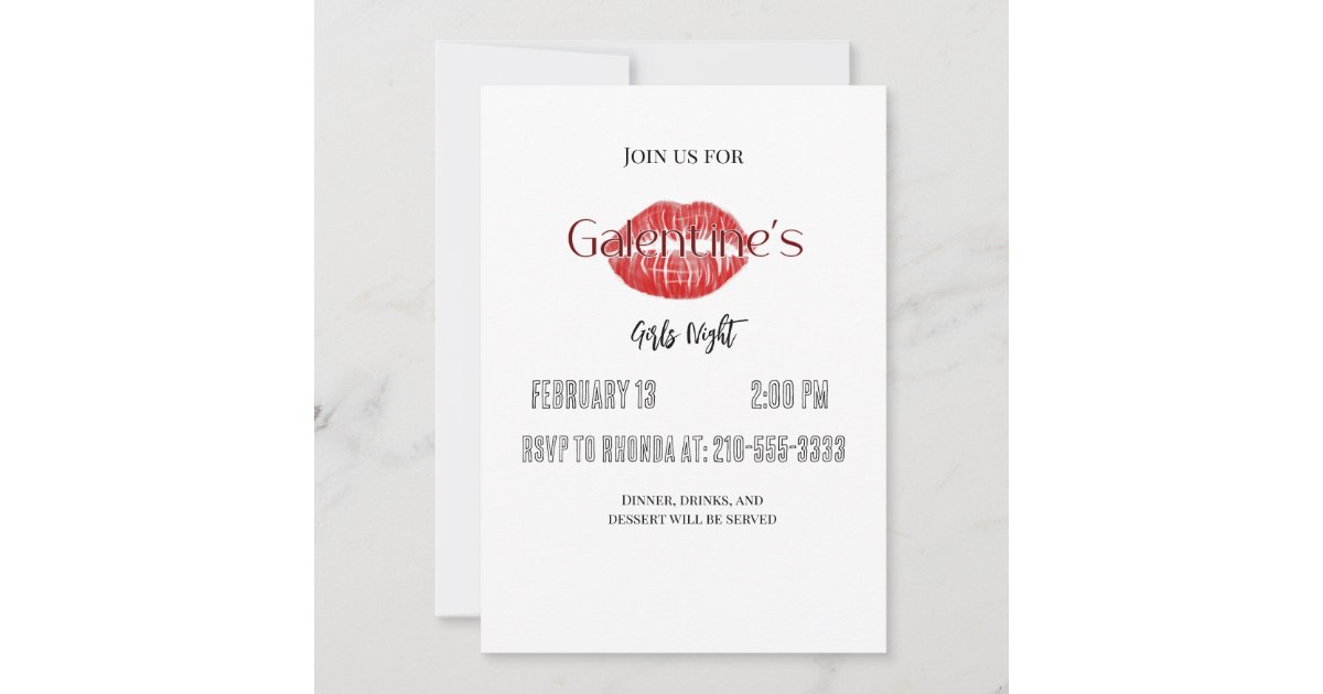 Invitación Lip Print Galentine's Invitation | Zazzle.es