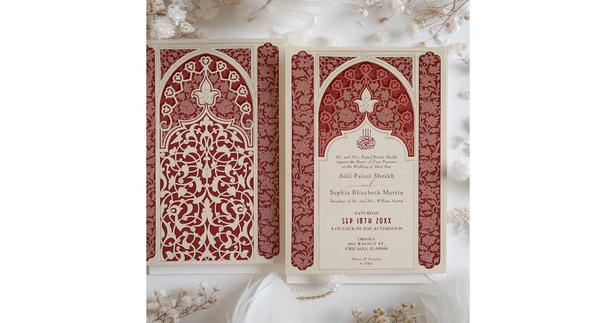 Invitación Lujoso Boda islámico Ruby Cream Lace | Zazzle.es
