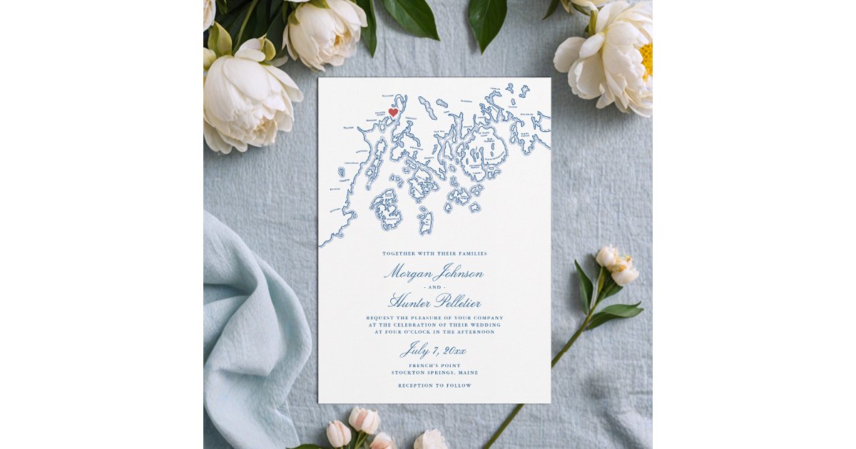 Invitación Mapa elegante del mapa francés de Point Maine | Zazzle.es