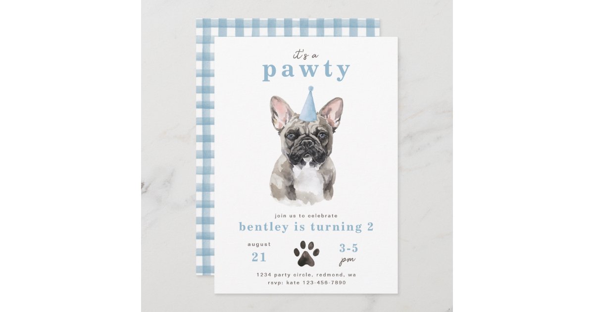 Invitación minimalista de perro toro francés | Paw | Zazzle.es