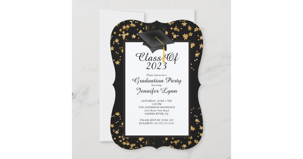 Invitación Modern 2015 Gold Star Graduation Party Invitation | Zazzle.es