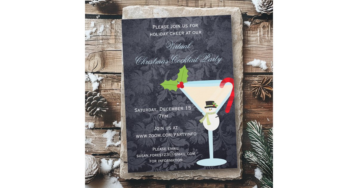 Invitación Navidades virtuales Fiesta de cócteles Martini | Zazzle.es