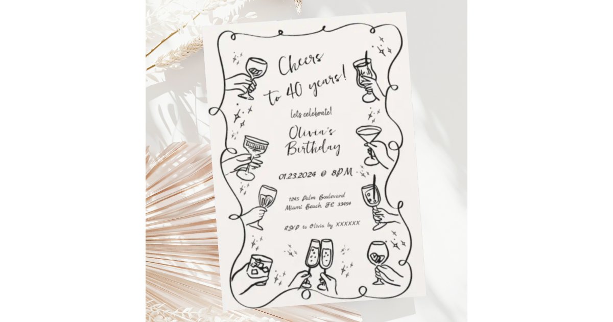 Invitación Noche de vino esgrimido a la moda | Zazzle.es