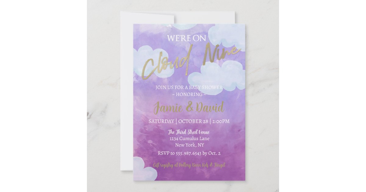 Invitación Nueve nubes de color acuático Baby Shower Sky y nu | Zazzle.es