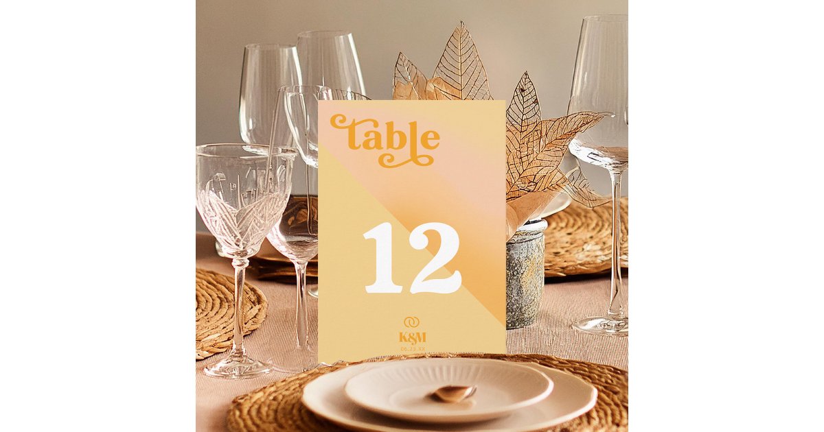 Invitación Número de tabla de Boda de tipografía solar ID1048 | Zazzle.es