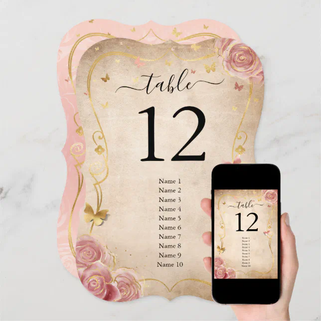 Invitación Números de tabla de nombres de invitados de Rubor | Zazzle.es