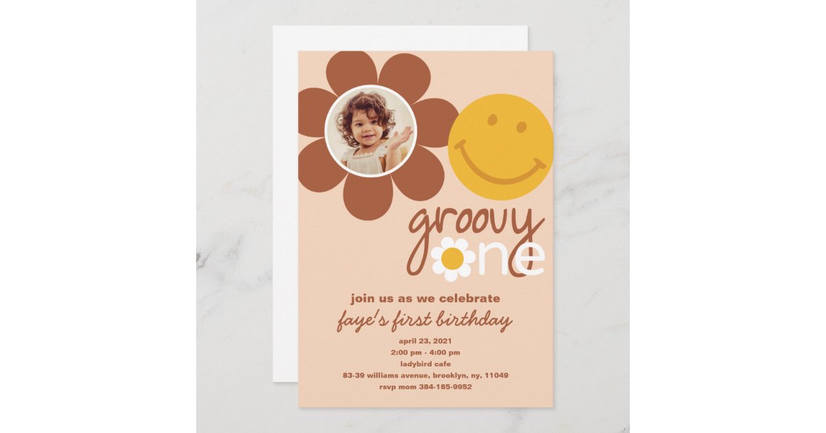 Invitación ONE Groovy Baby Invitation | Zazzle.es
