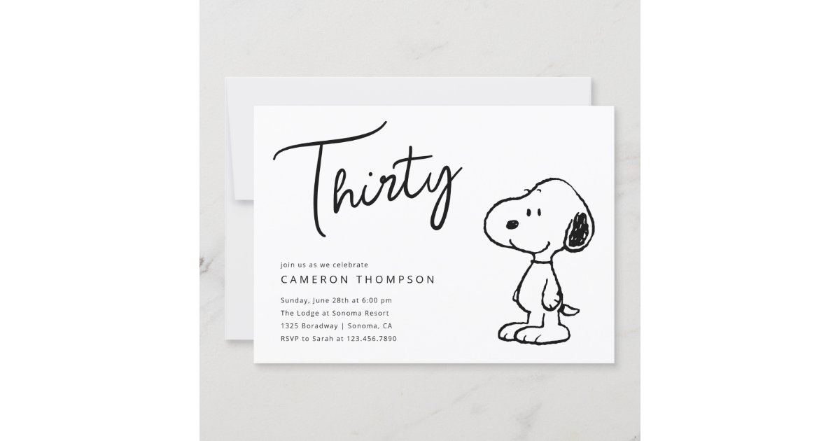 Invitación Peanuts Snoopy - Cumpleaños 30 | Zazzle.es