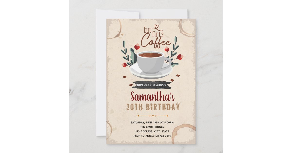 Invitación Pero el primer tema del cumpleaños del café | Zazzle.es Invitación Pero el primer tema del cumpleaños del café | Zazzle.es