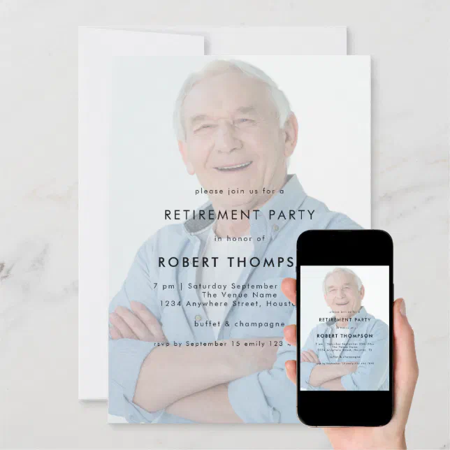 Invitación Personalizado Fiesta de Retiro de Texto de Sobrepo | Zazzle.es