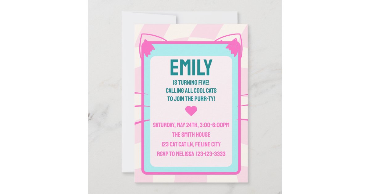 Invitación Personalizado Guay Chica de gatos Cumpleaños | Zazzle.es
