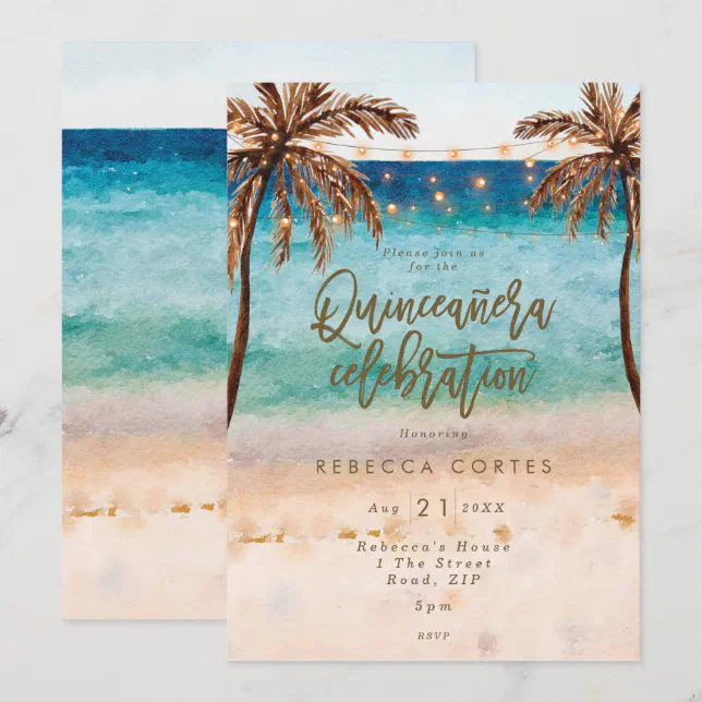 Invitación playa tropical Quinceanera 15 años | Zazzle.es