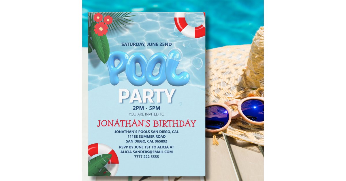 Invitación Pool Party fun Summer Birthday | Zazzle.es