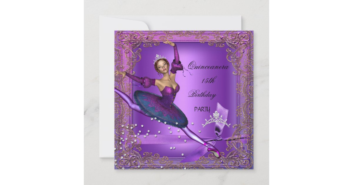 Invitación Quinceanera 15ª Fiesta De Cumpleaños Purple Baller Zazzlees