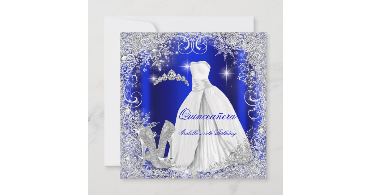 Invitación Quinceanera Fiesta Royal Blue Silver Snowflakes | Zazzle.es