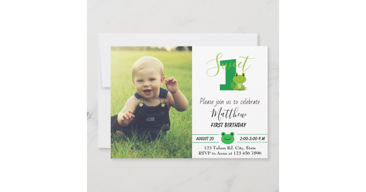 Invitación Rana fiesta de primer cumpleaños Un año Tejido dul | Zazzle.es