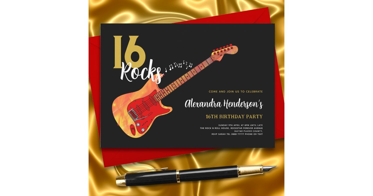 Invitación Rock and Roll 16ª fiesta de cumpleaños 16 rocas | Zazzle.es