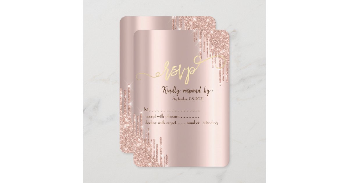 Invitación Rosa Gold Purpurina Dris Gold RSVP | Zazzle.es