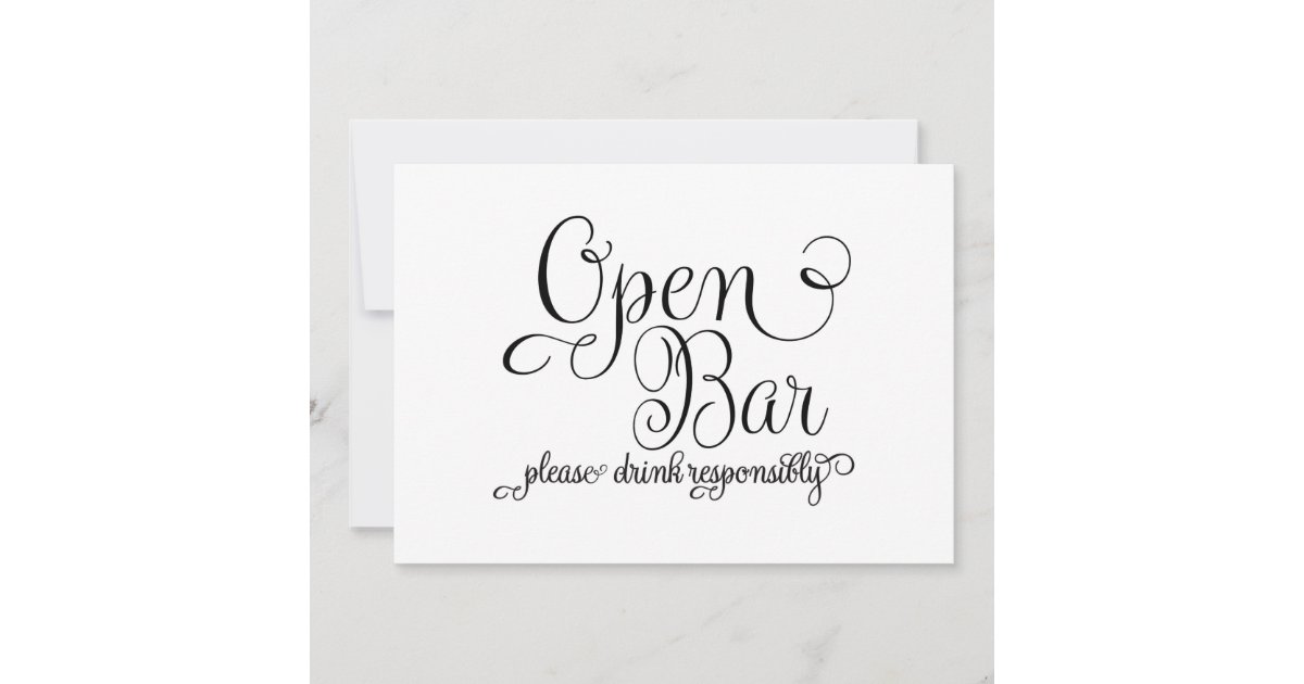 Invitación RÓTULO Boda de barra OPen | Zazzle.es