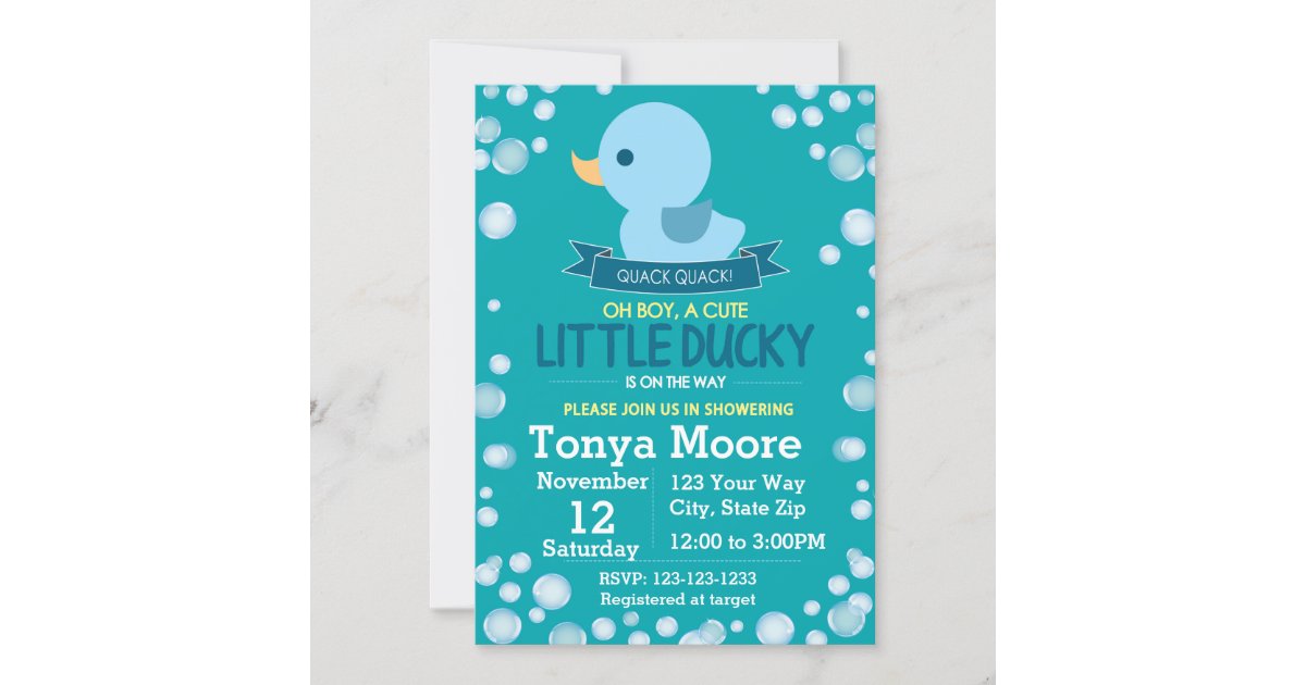 Invitación Rubber Ducky Baby Shower Invitation (chico) | Zazzle.es