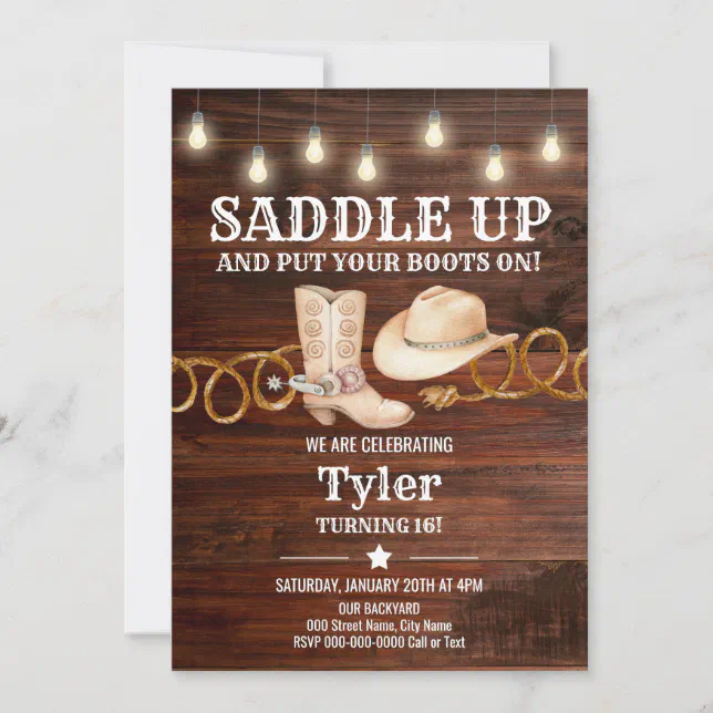 Invitación Saddle Up, Cowboy y la fiesta de cumpleaños occide | Zazzle.es