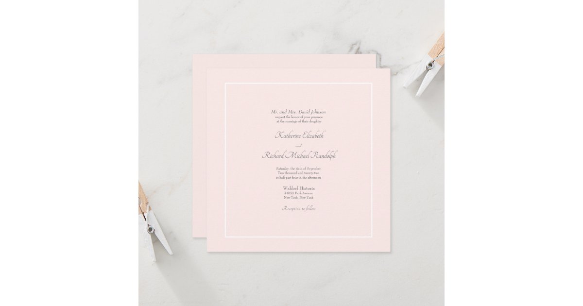 Invitación Sencilla elegancia Boda formal rosa cuadrado | Zazzle.es